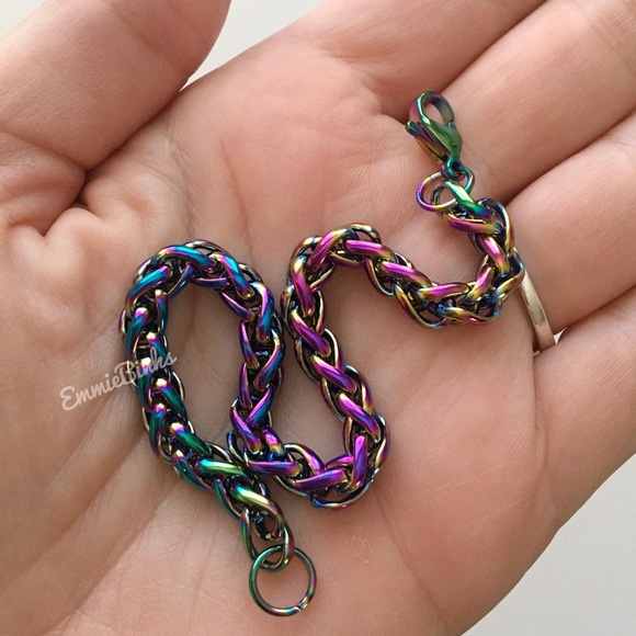 Jewelry | New Vibrant Stainless Steel Oil Slick Holographic Chain ...